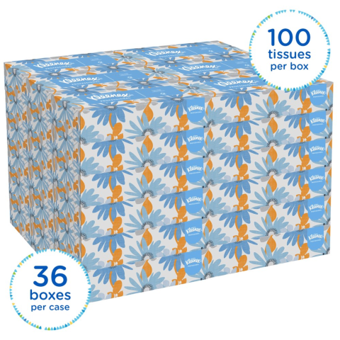 Kleenex® Facial Tissue Flat Box, 2-Ply, White, 100 Sheets/Box | Struthmann Enterprises Ltd.